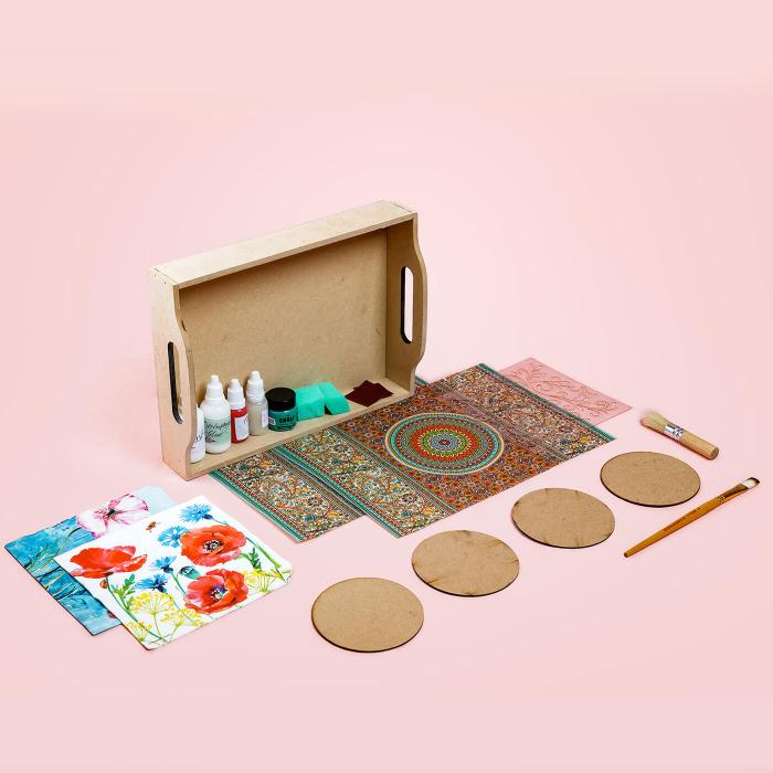 Buy Decoupage DIY Kit - Tray & Coasters Online On Zwende