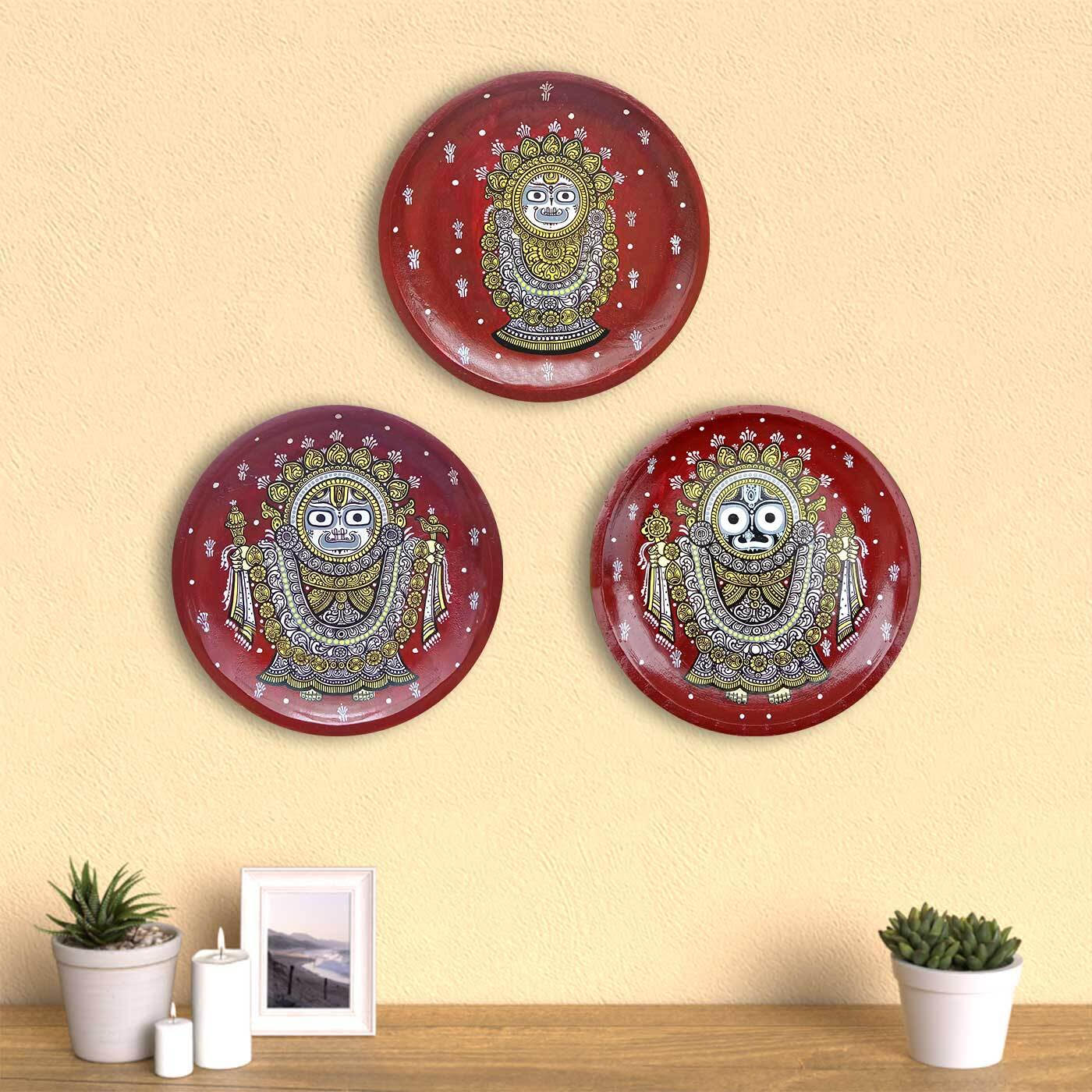 Buy Set of 3 Divine Handpainted Wall Decor- Brown Online On Zwende