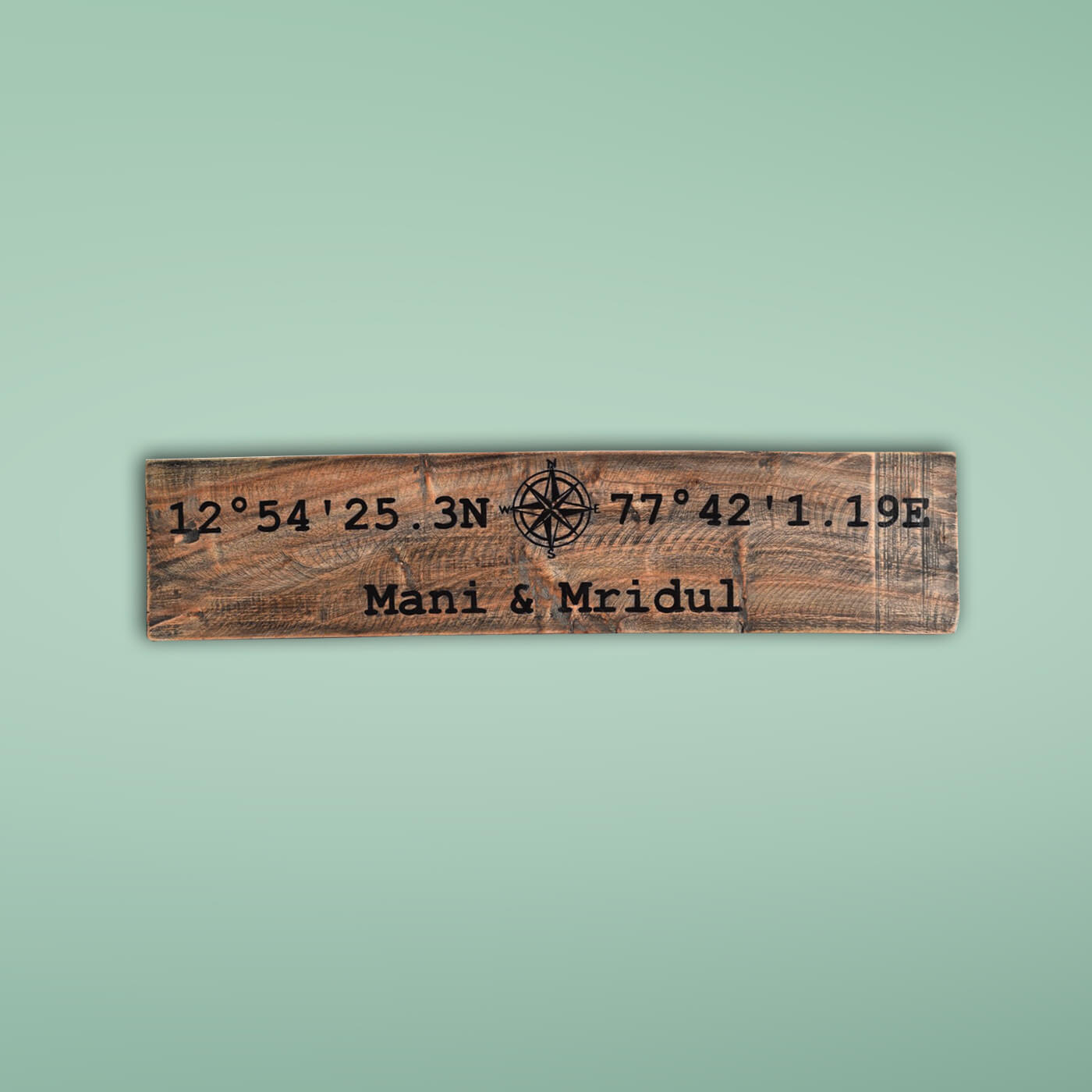 Buy Rustic Wood Hand-painted Couple Nameboard with Co-ordinates Online ...