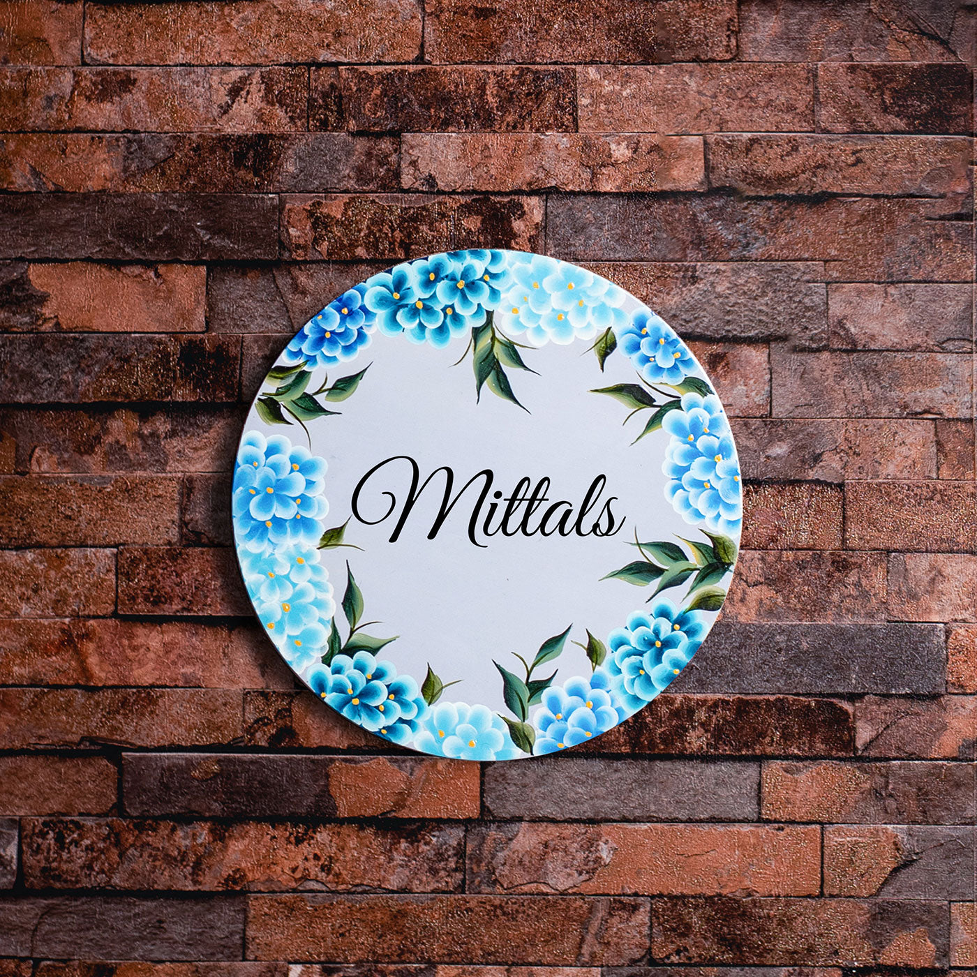 Buy One Stroke Art Circular Nameboard with Family Name Online On Zwende