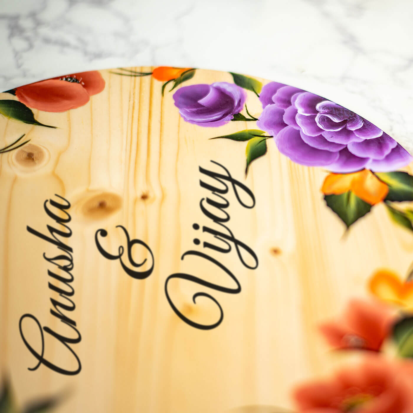 Buy One Stroke Art Circular Nameboard with Couple Names Online On Zwende