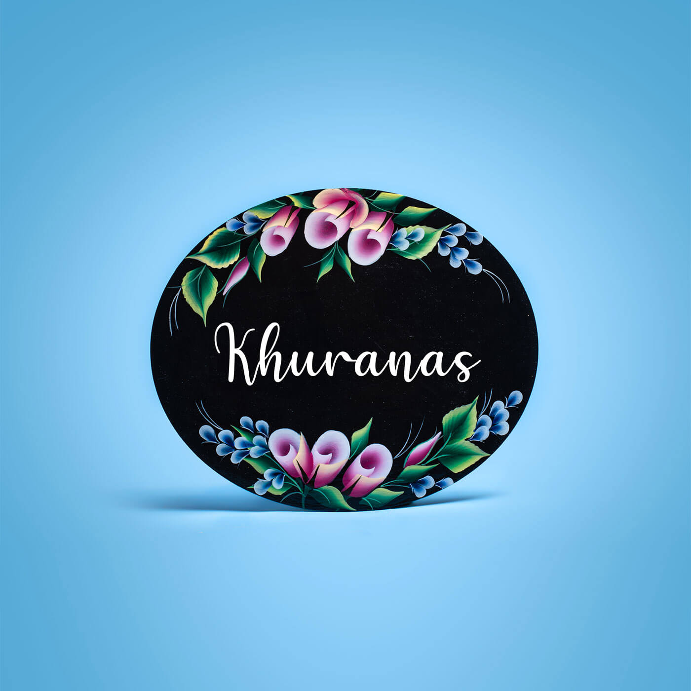 Buy One Stroke Art Oval Nameboard with Family Name Online On Zwende