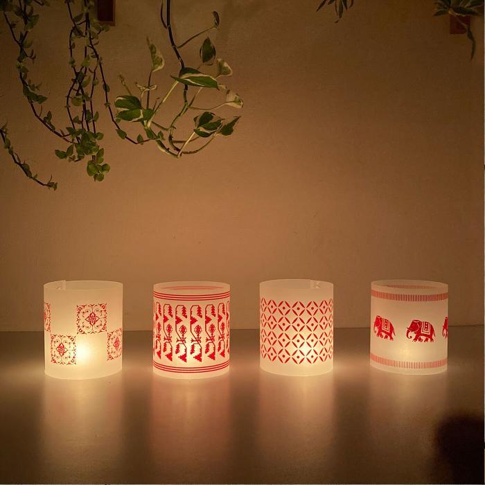 Buy Red Tealight Covers - Set of 4 Online On Zwende