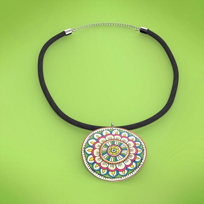 Buy Hand-painted Leather Chain with Ocean Flower Online On Zwende