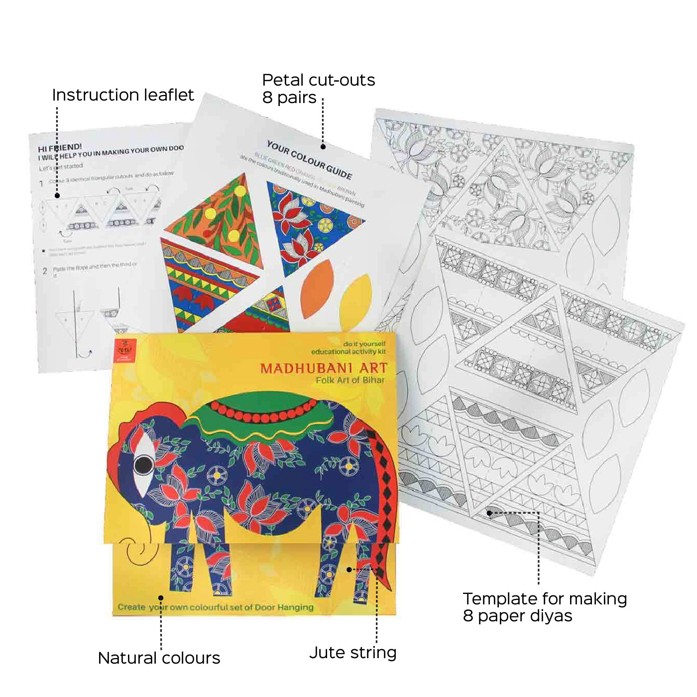 Buy Madhubani Paper Diya DIY Kit Online On Zwende